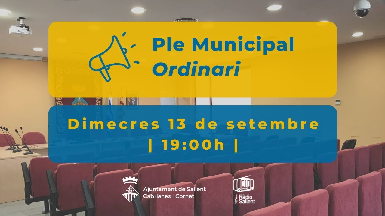 Ple Municipal Ordinari del dimecres 13 de setembre de 2023 - YouTube