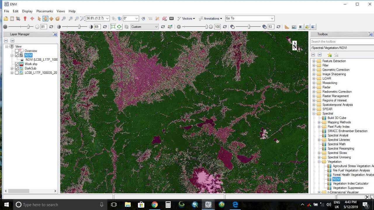 Calculate NDVI using ENVI Software - YouTube