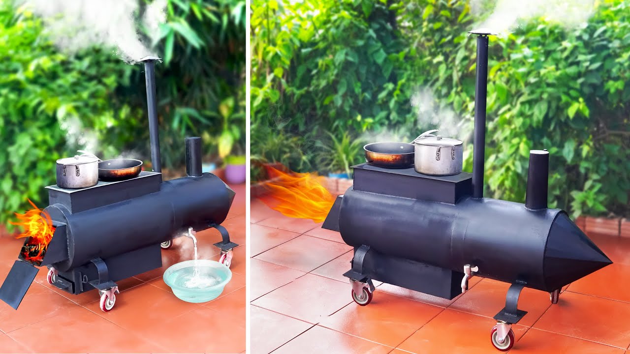 Amazing rocket stove for BBQ party | How to make homemade wood rocket ...