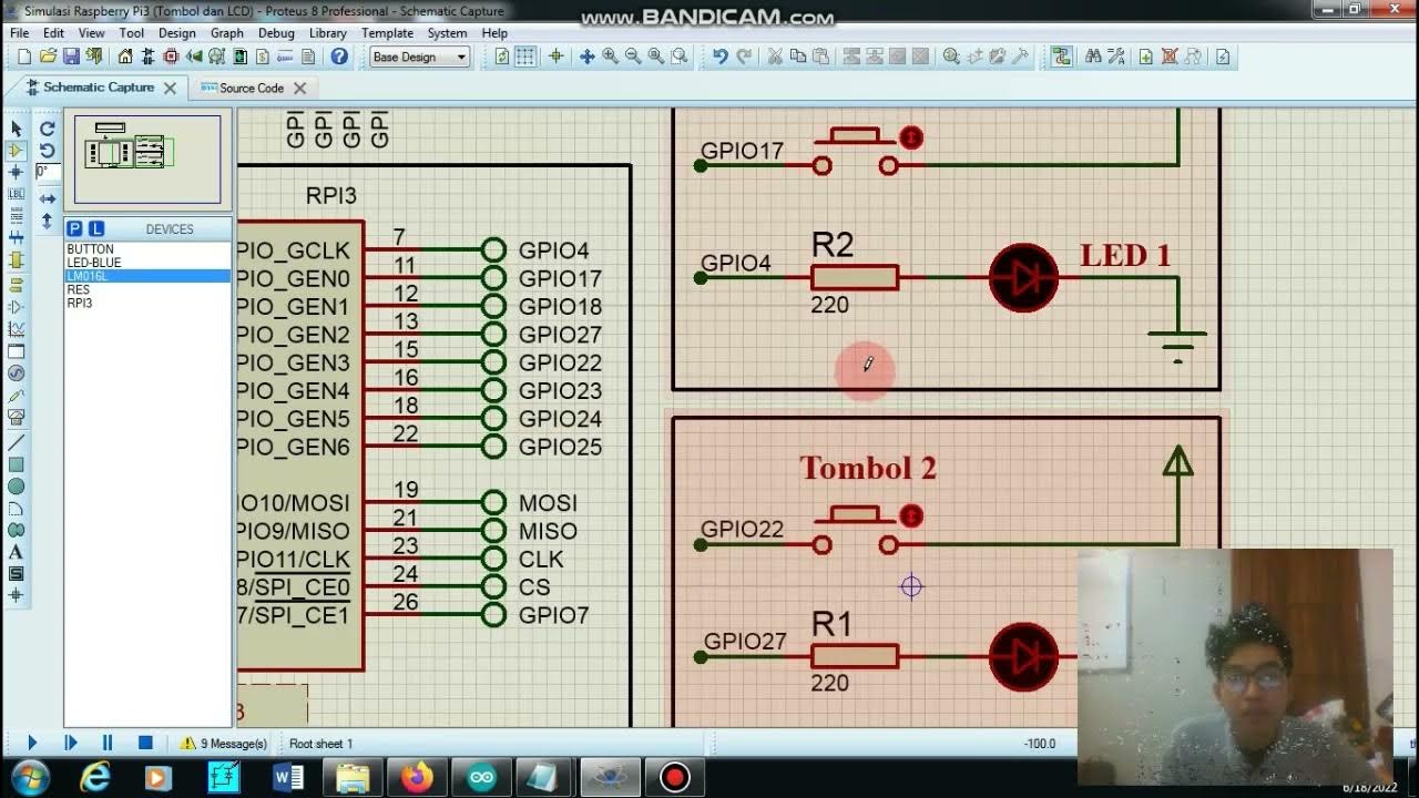 Simulasi Proteus Raspberry Pi 3 Tombol dan LCD - YouTube