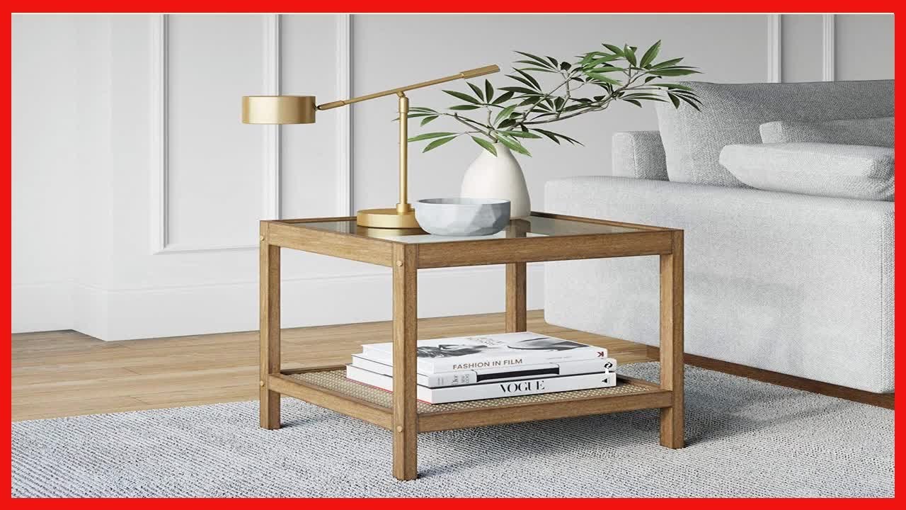 Great product - Nathan James Nash Modern Solid Wood Accent End or Side Table, Light Brown/Glass ...