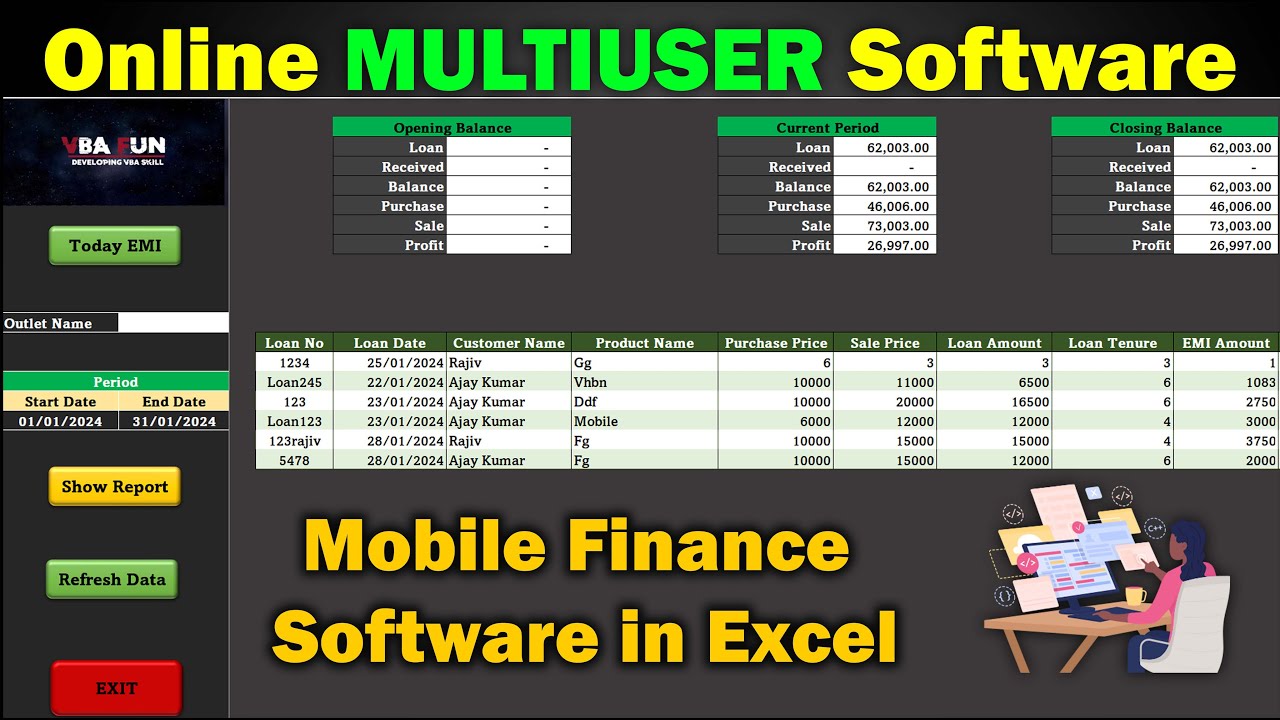Online Multiuser Mobile Finance Software in Excel | Software in ...