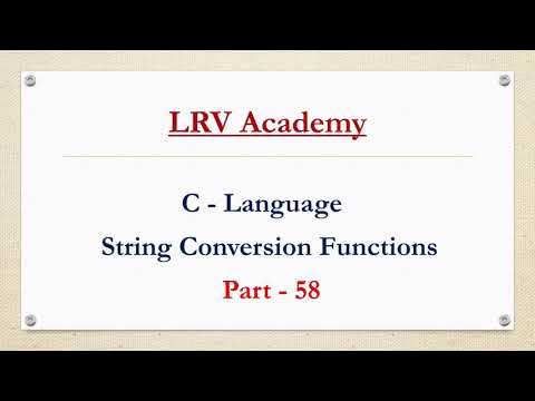 String Conversion Function in C Language in Hindi || Part58 || LRV ...