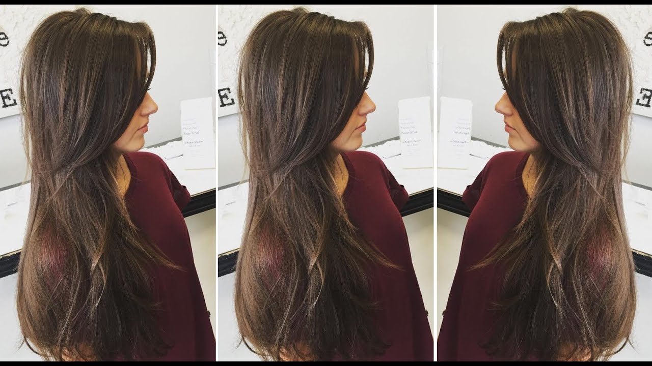 How to: Easy & Simple Long Layers and Bangs Haircut for women | Best ...
