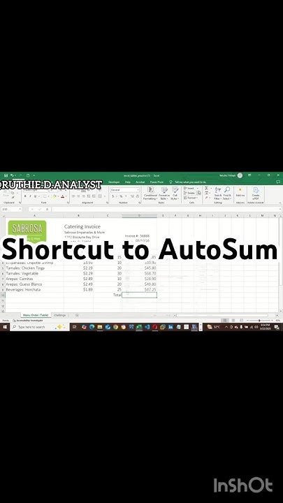 How to use AutoSum using Excel keyboard shortcut. - YouTube