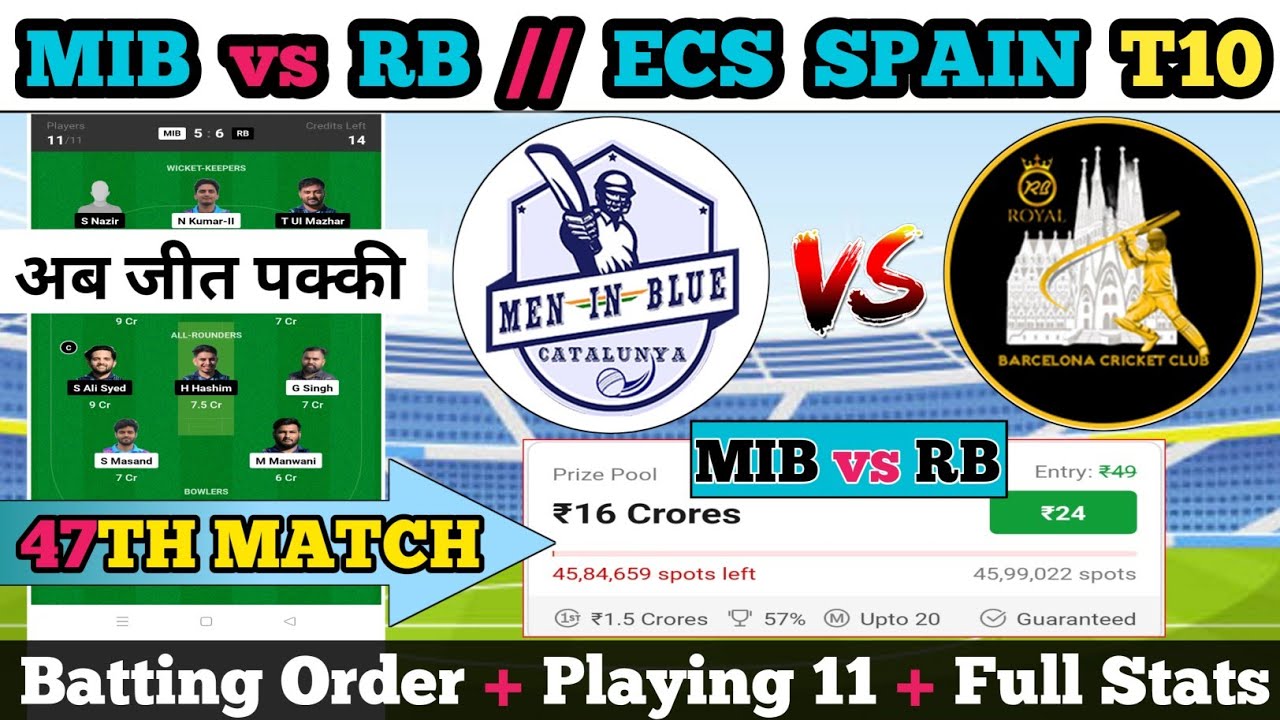 MIB vs RB Dream11 || MIB vs RB Dream11 Prediction || MIB vs RB 47TH ...