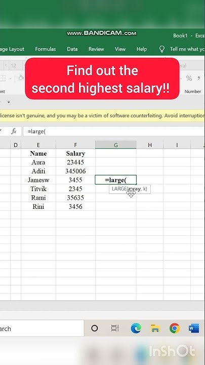 Find out the second highest salary 🔥 #shorts #computer_basics #excel #tricks #exceltutorial ...