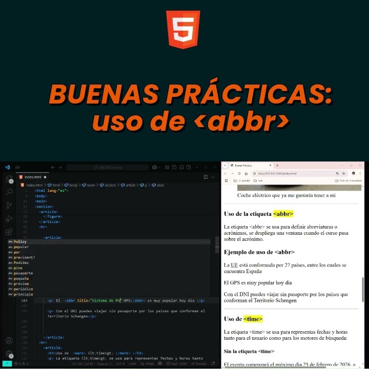 🌟📢🚀CURSO HTML GRATIS💰 😎 BUENAS PRÁCTICAS AL ESCRIBIR ⌨ HTML 💥 📢🚀 #buenaspracticas, #html, #abbr ...