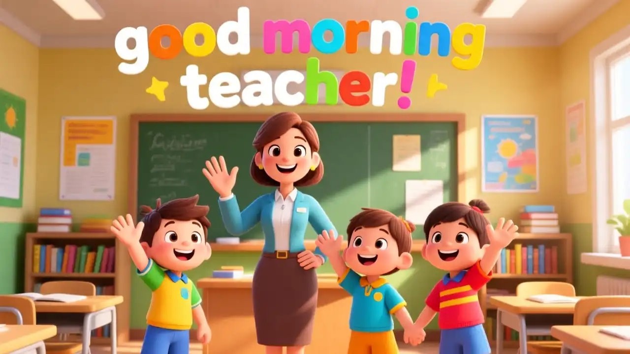 ‎🌞Good Morning Teacher Good Morning Friends Song|Fun Kids Song 👩‍🏫 # ...