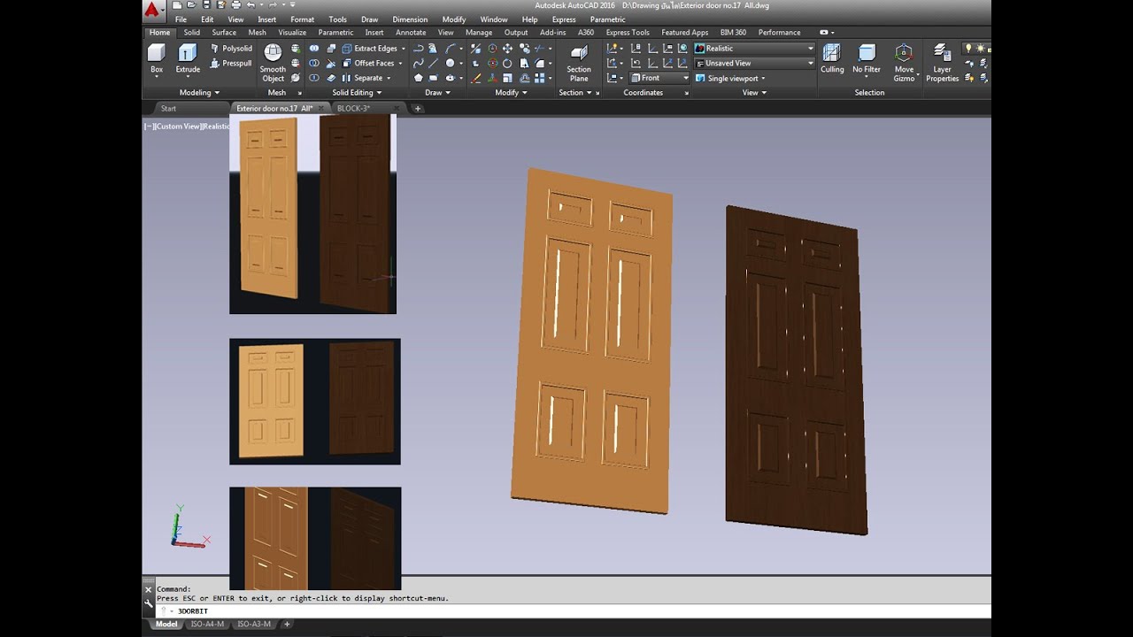 Free Model 3D (Exterior door no.17) AutoCAD 2016 การสร้าง งาน 3D - YouTube