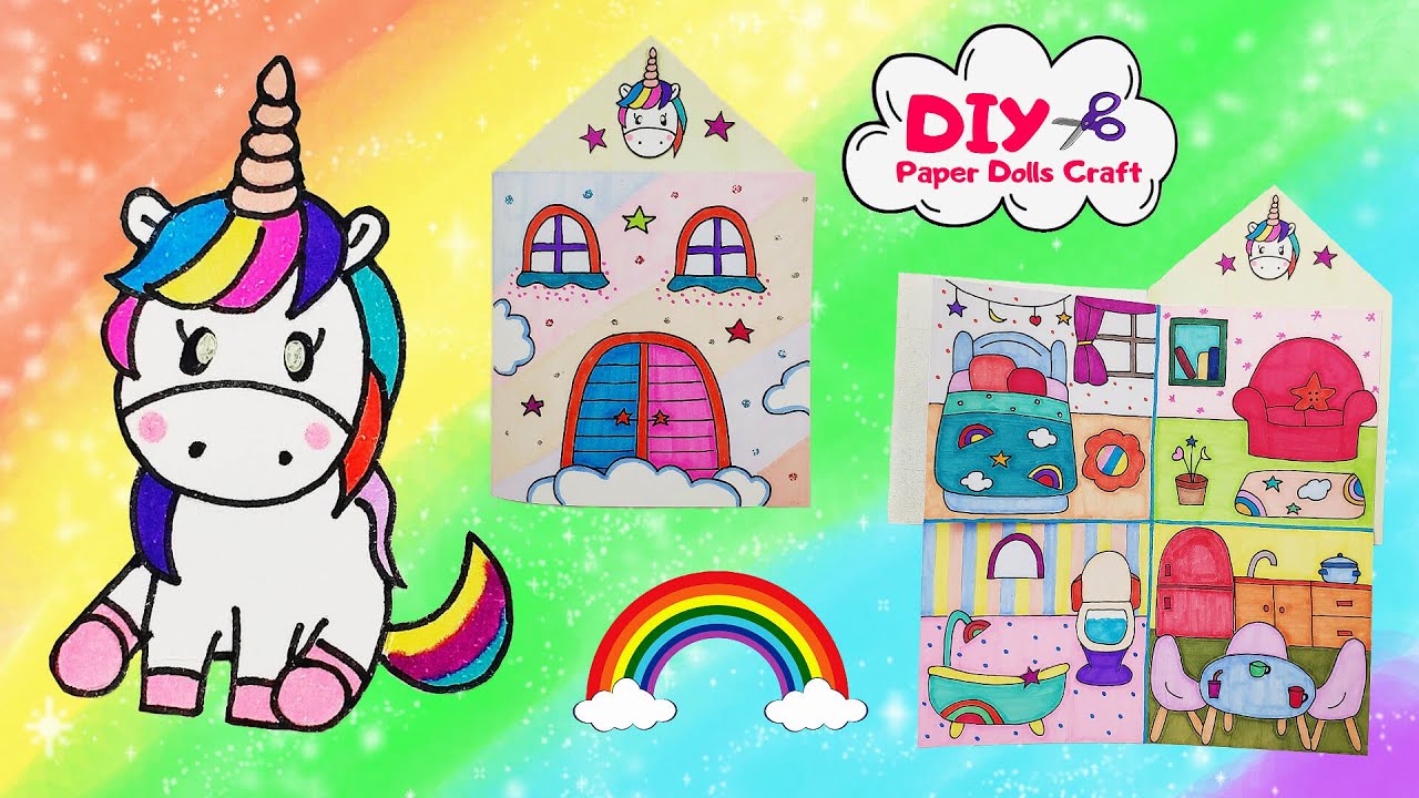 HOW TO DRAW PAPER DOLL UNICORN HANDMADE QUIET BOOK DIY PAPERCRFAT - YouTube