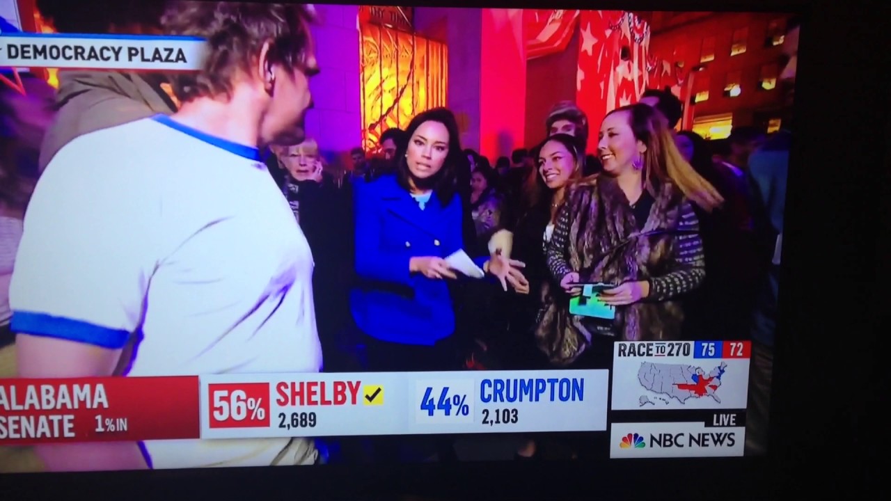 Guy trips on live NBC election taping - YouTube