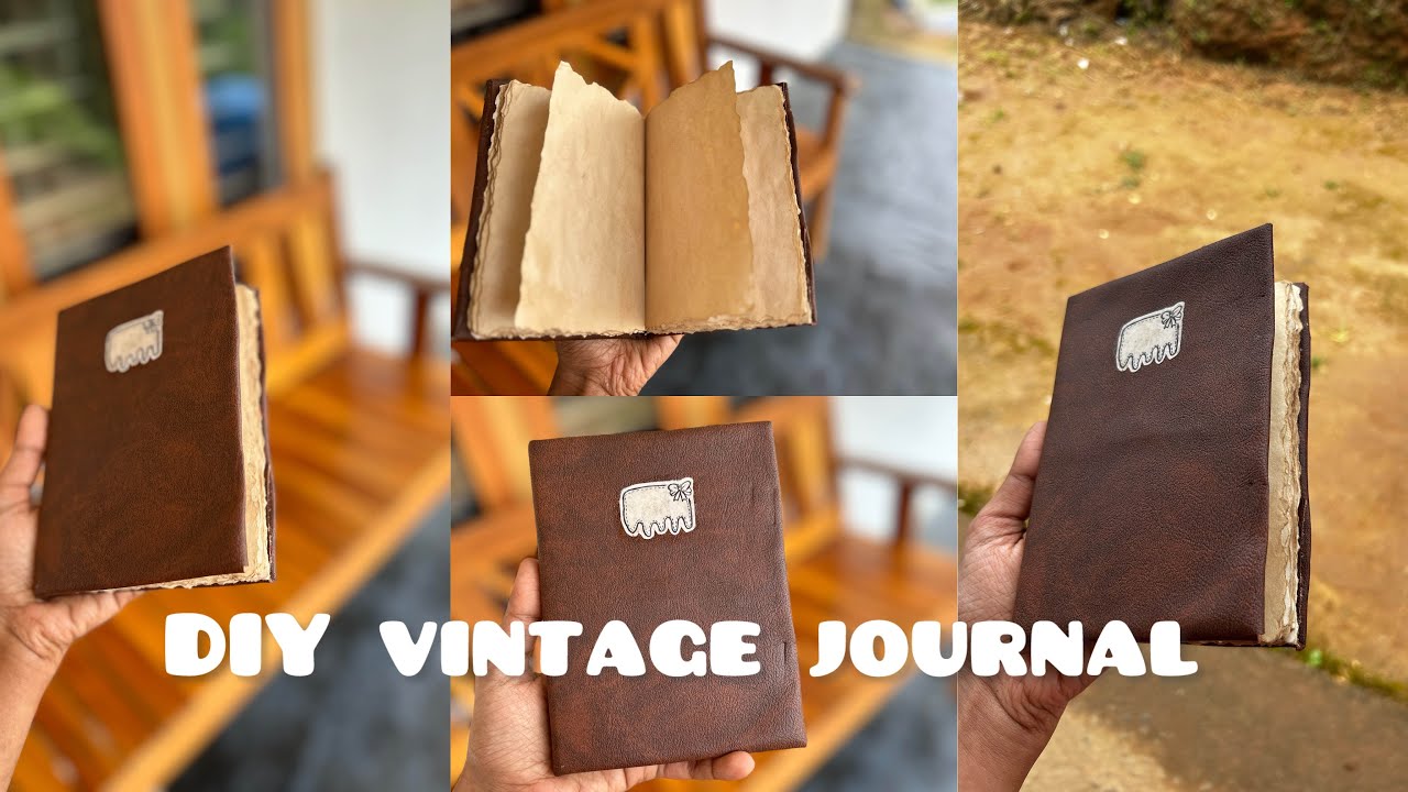 DIY vintage journal book making | Book making malayalam | Book binding ...