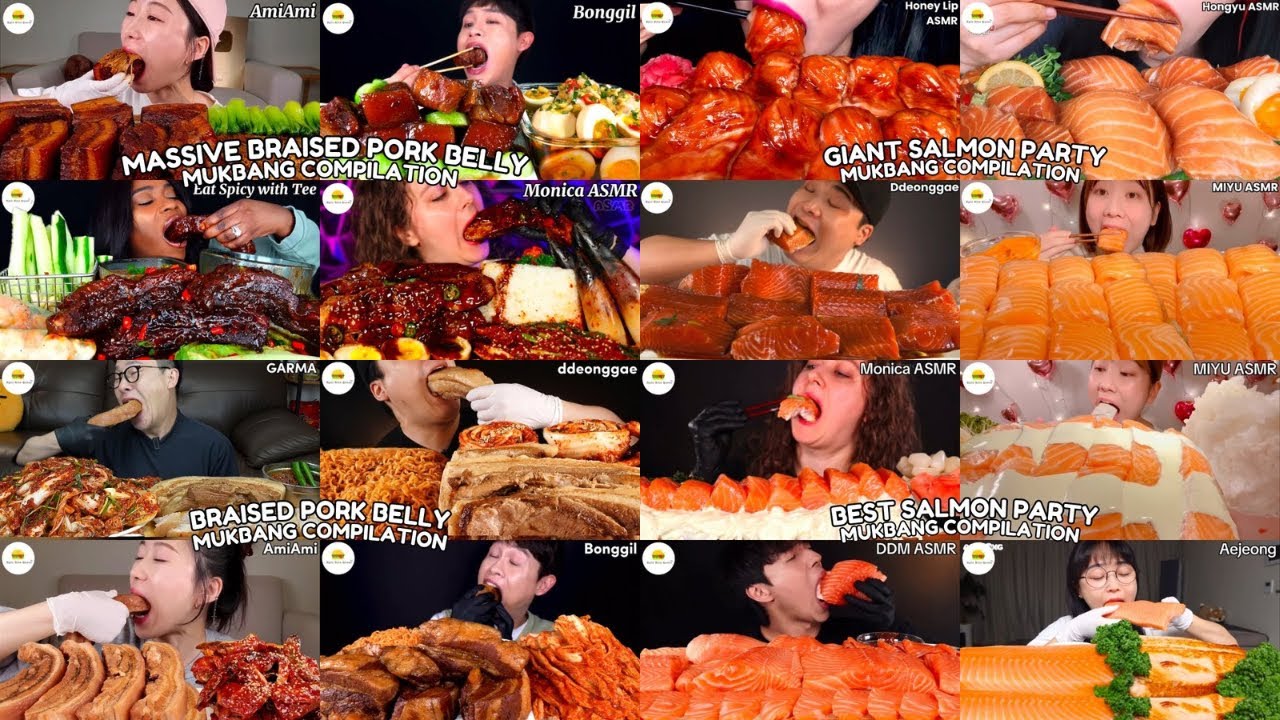 ASMR | 2 HOUR ULTIMATE PORK BELLY VS SALMON MUKBANG COMPILATION | - YouTube