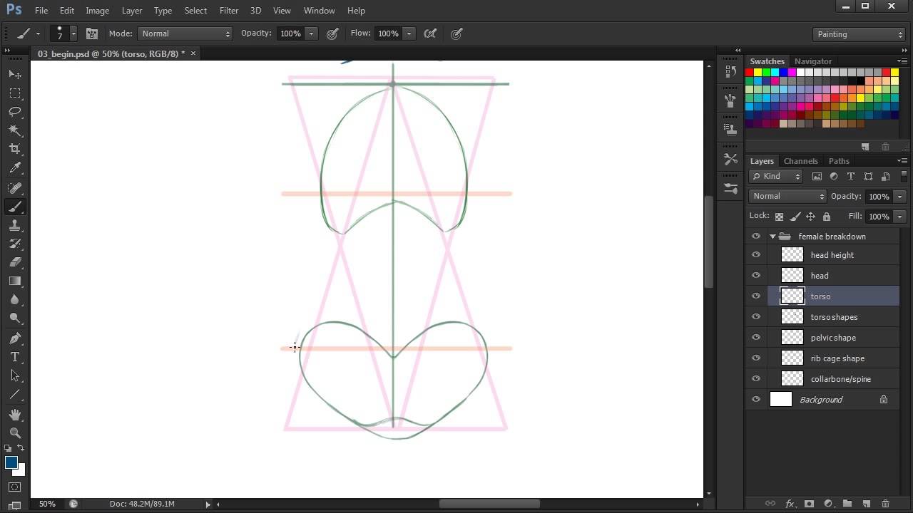 03 Drawing the form of our female's torso - YouTube