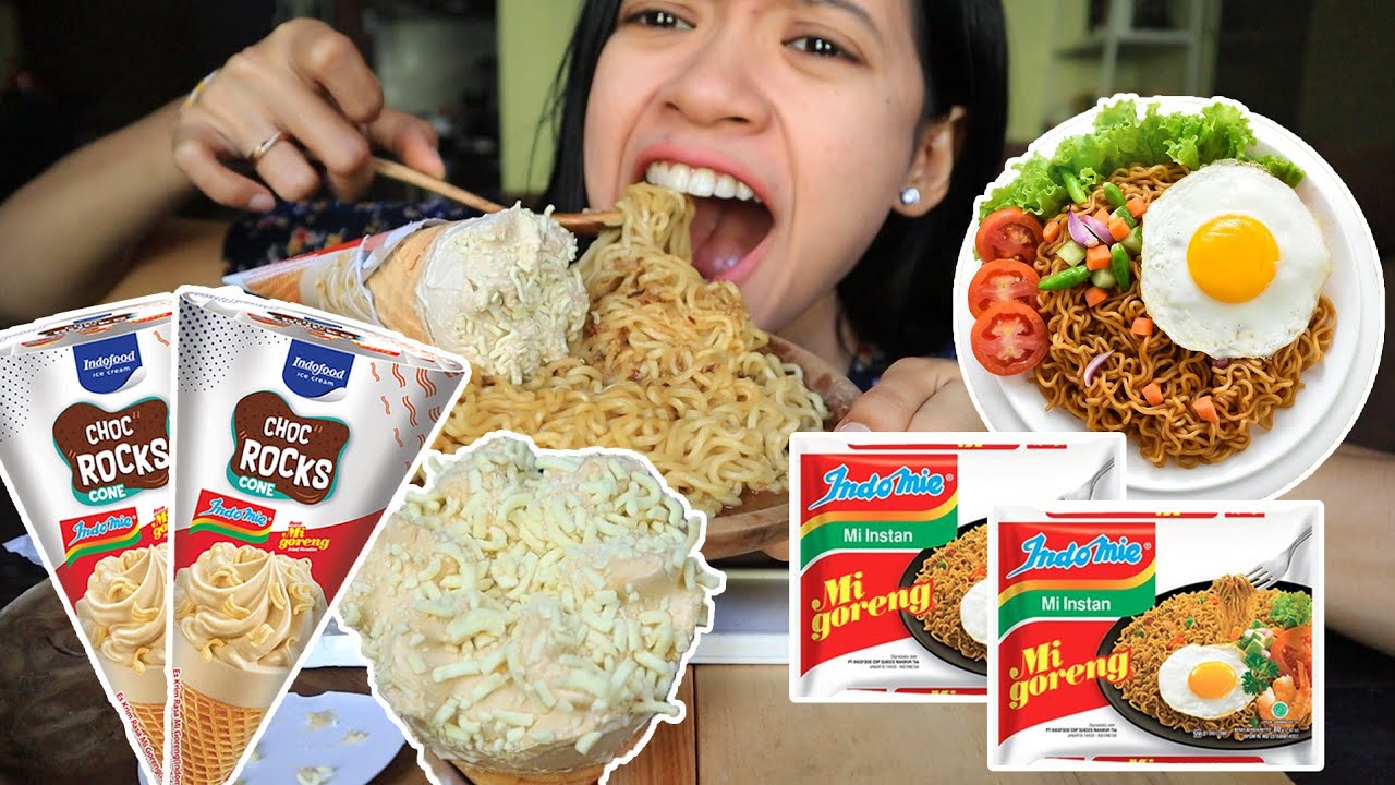 MUKBANG INDOMIE GORENG PAKAI ICE CREAM INDOMIE - YouTube