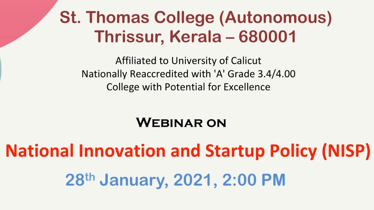 Webinar : National Innovation and Startup Policy (NISP) - YouTube