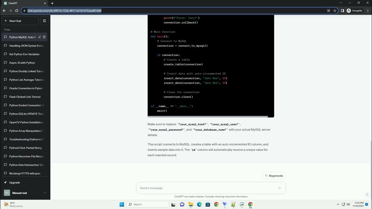 How can the id automaticly inserted in python mysql - YouTube