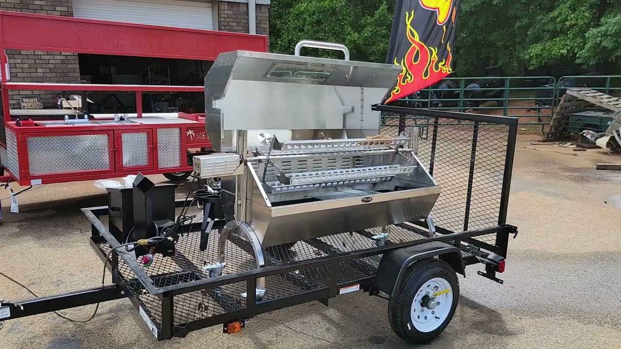 Corn roaster trailer for sale Bbq Hog Chicken Rotessier stainless steel ...