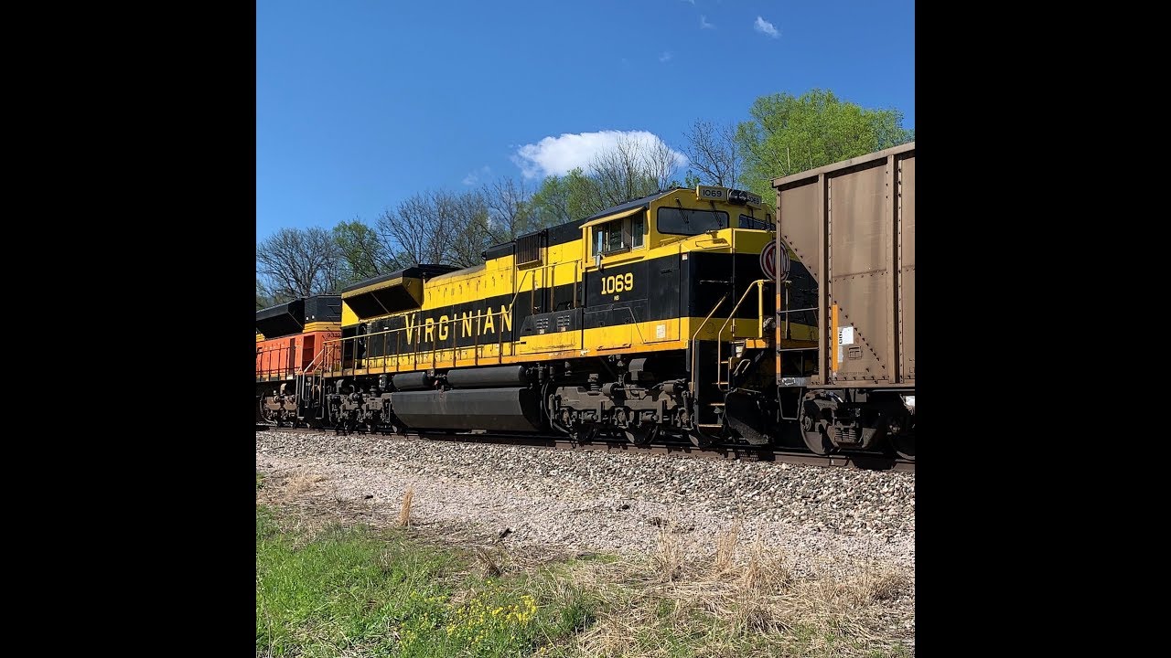 Rear Only: NS 1069 Pushing a Loaded RWSX Coal Train at Everton, MO! - YouTube