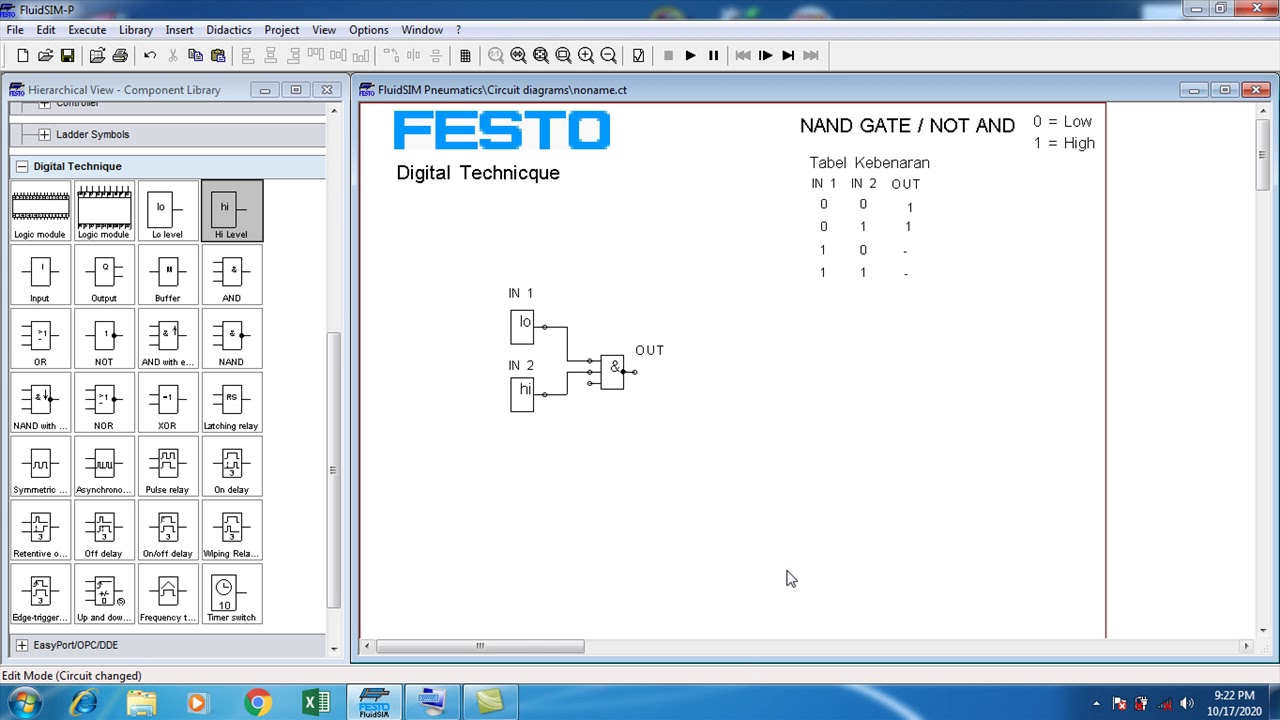 FESTO FluidSIM | GERBANG LOGIKA / LOGIC GATE NAND GATE - YouTube