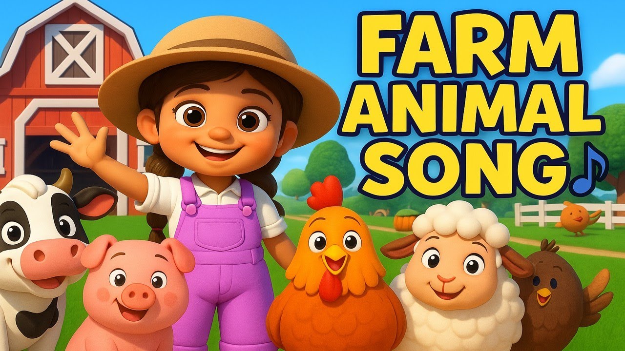 Farm Animal Nursery Rhyme Song 🐄🐖 | Animal Sounds for Toddlers Learning ...