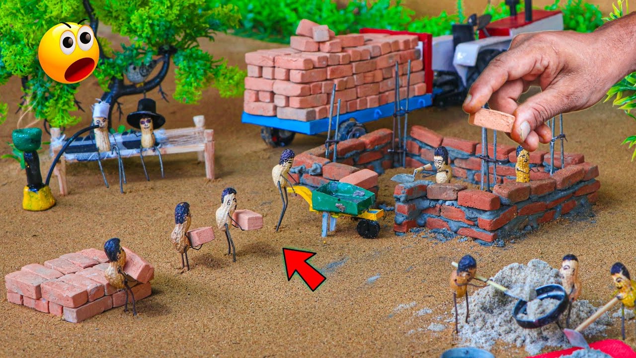 Diy Tractor trolley Loading Mini Bricks !! for House construction ...