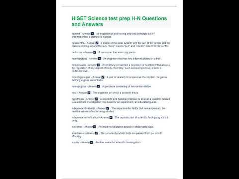 HiSET Science test prep H N Questions and Answers - YouTube