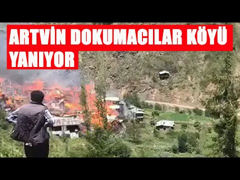Son Dakika Artvin'de Yusufeli İlçesi Dokumacılar Köyünde Evler Yanıyor 7.07.2020 TURKEY