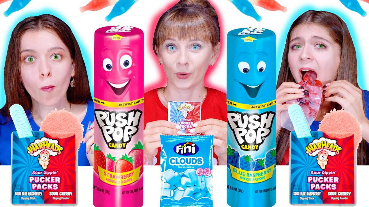 ASMR Candy Race Red and Blue with Sour and Sweet | Eating Sounds LiLiBu ...