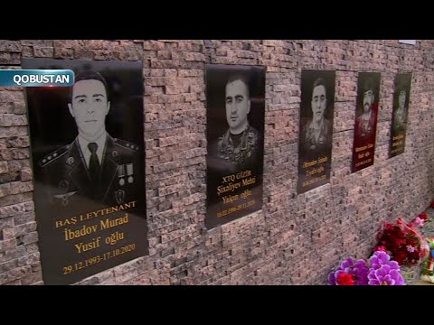 Qobustanda shehidlerin xatiresine ucaldilan abidenin achilishi olub