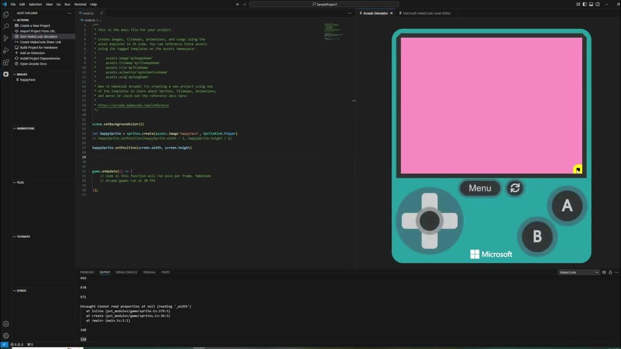 MakeCode Sample Project 1 Part 3 - Placing Assets - YouTube