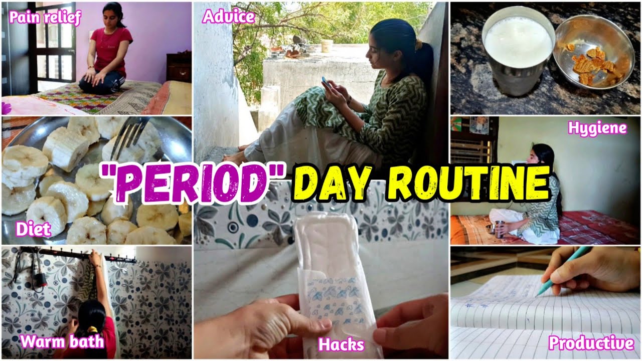 PERIOD DAY ROUTINE/hacks + diet + hygiene + pain advice - YouTube