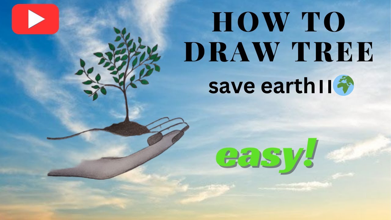 How to draw tree save earth।।Easy save tree drawing।।🌍 ( step by step ...