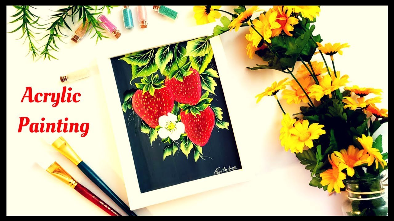How to Paint Strawberries 🍓 Acrylic Painting | One Stroke Strawberry 🍓 ...