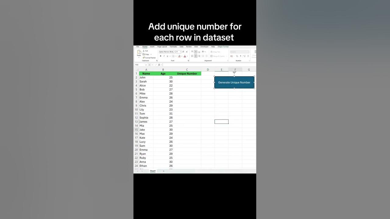 🚀 Automate Unique Row Numbers with VBA in Excel 🔢 #shortsvideo #excelvba - YouTube