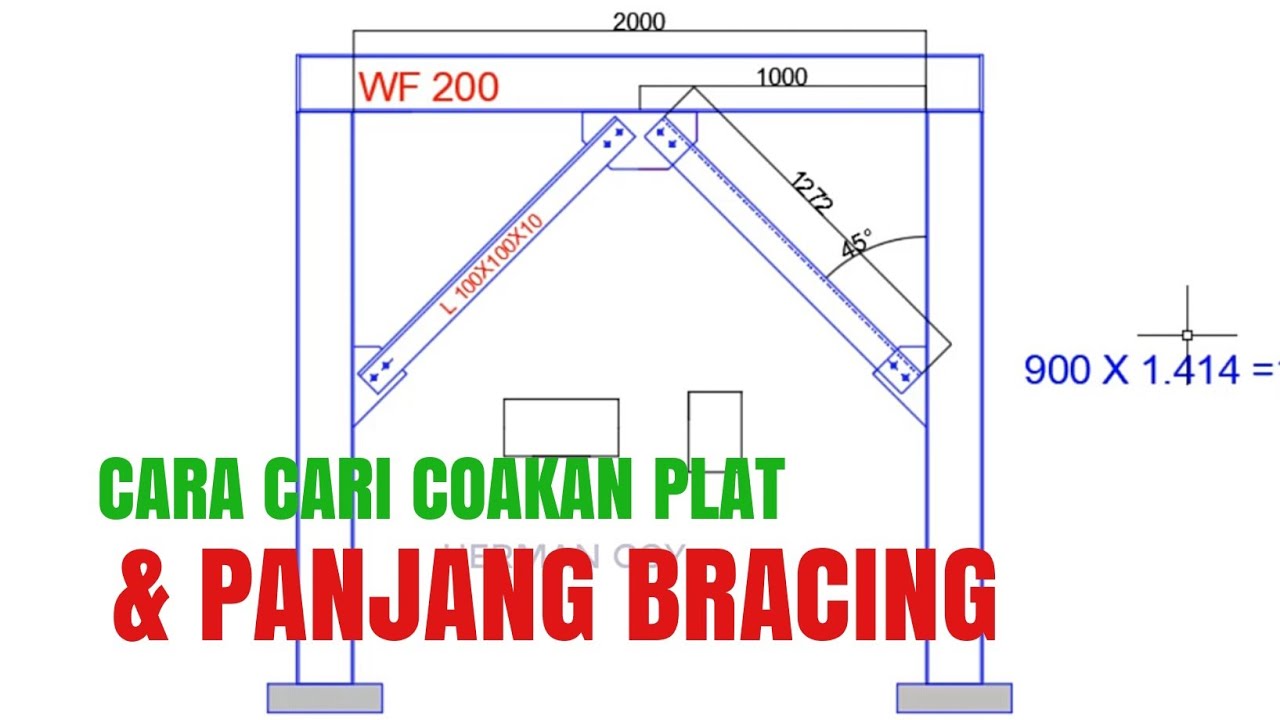 cara cari panjang plat bracing - YouTube