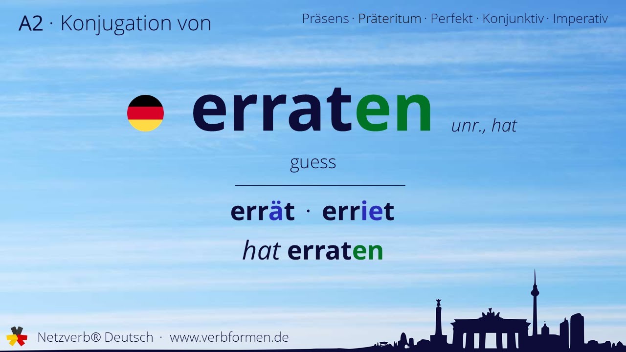Konjugation des Verb „erraten“ - alle Zeitformen lernen, Übersetzung ...