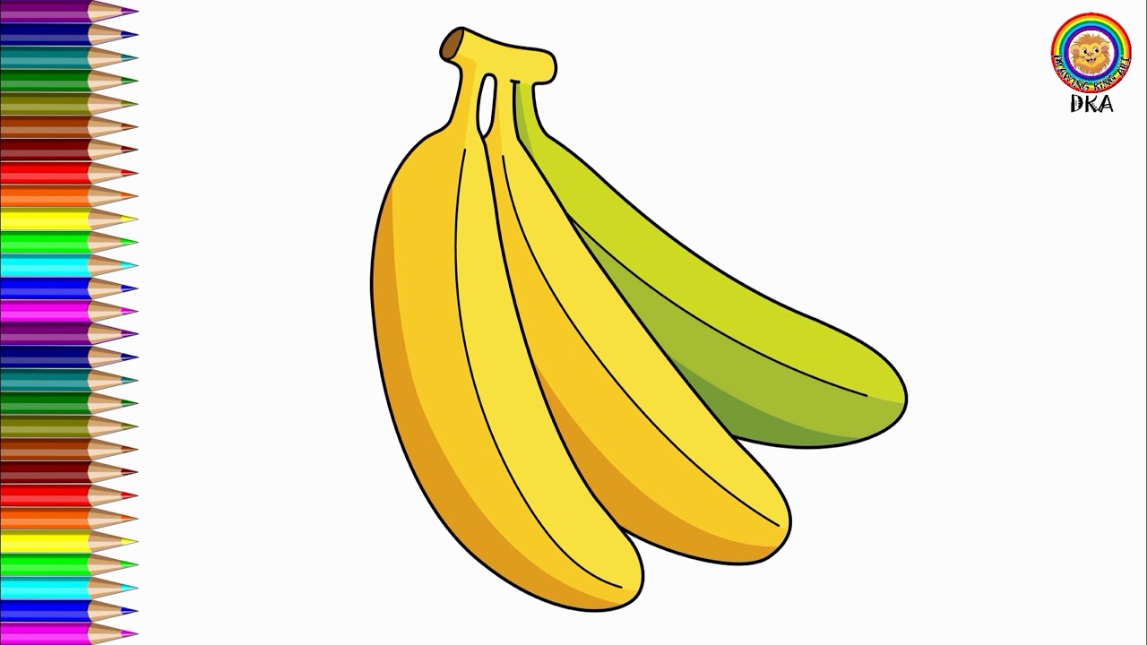 How to draw a Bunch of Bananas | Banana Bunch Drawing Easy | Banana ...