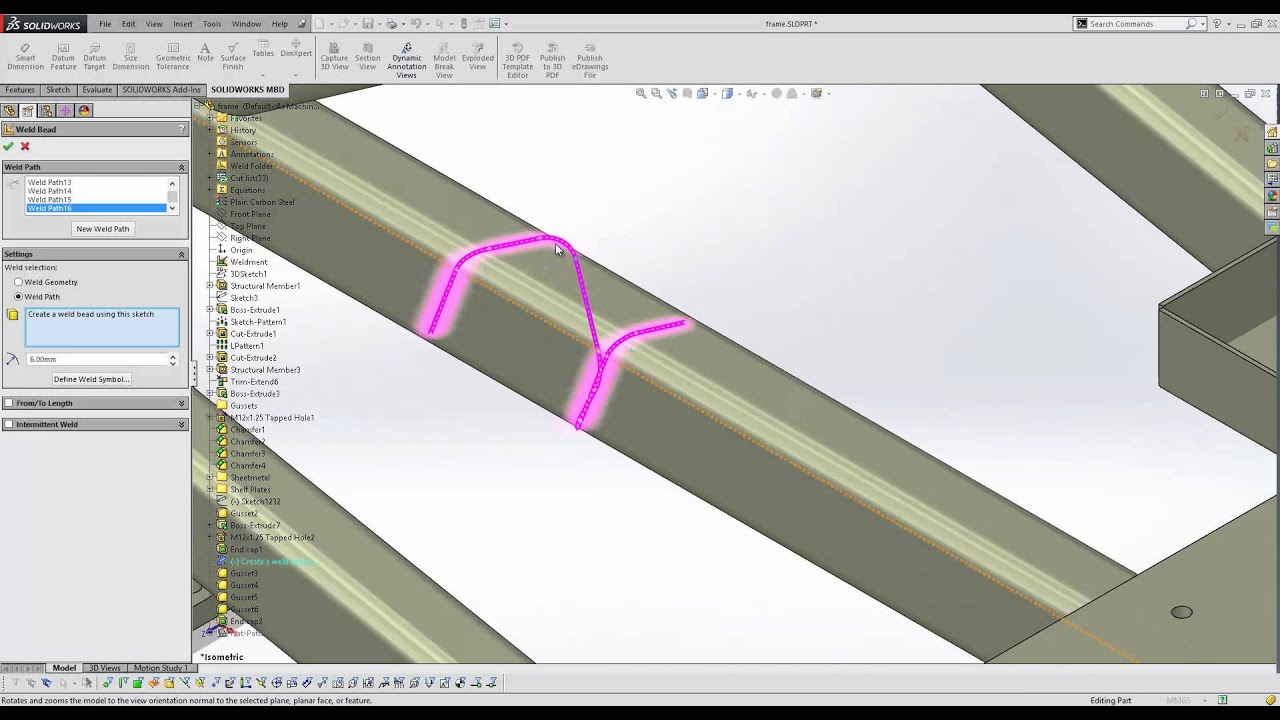 SOLIDWORKS 2015 - Weldments - YouTube