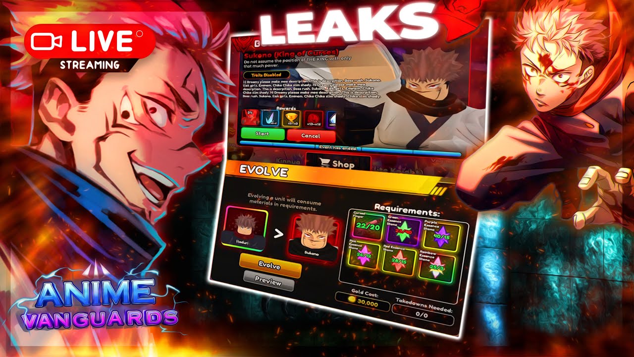 🔴LIVE | Anime Vanguards | SUKUNA BOSS EVENT SOON?!⛩️ | Grinding UPDATE ...