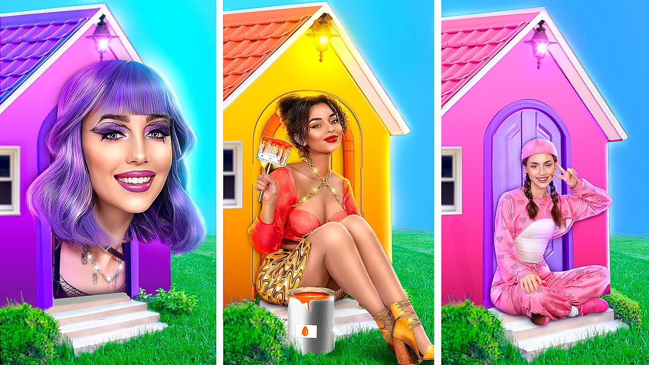 Big vs Medium vs Small One Colored House Challenge - YouTube