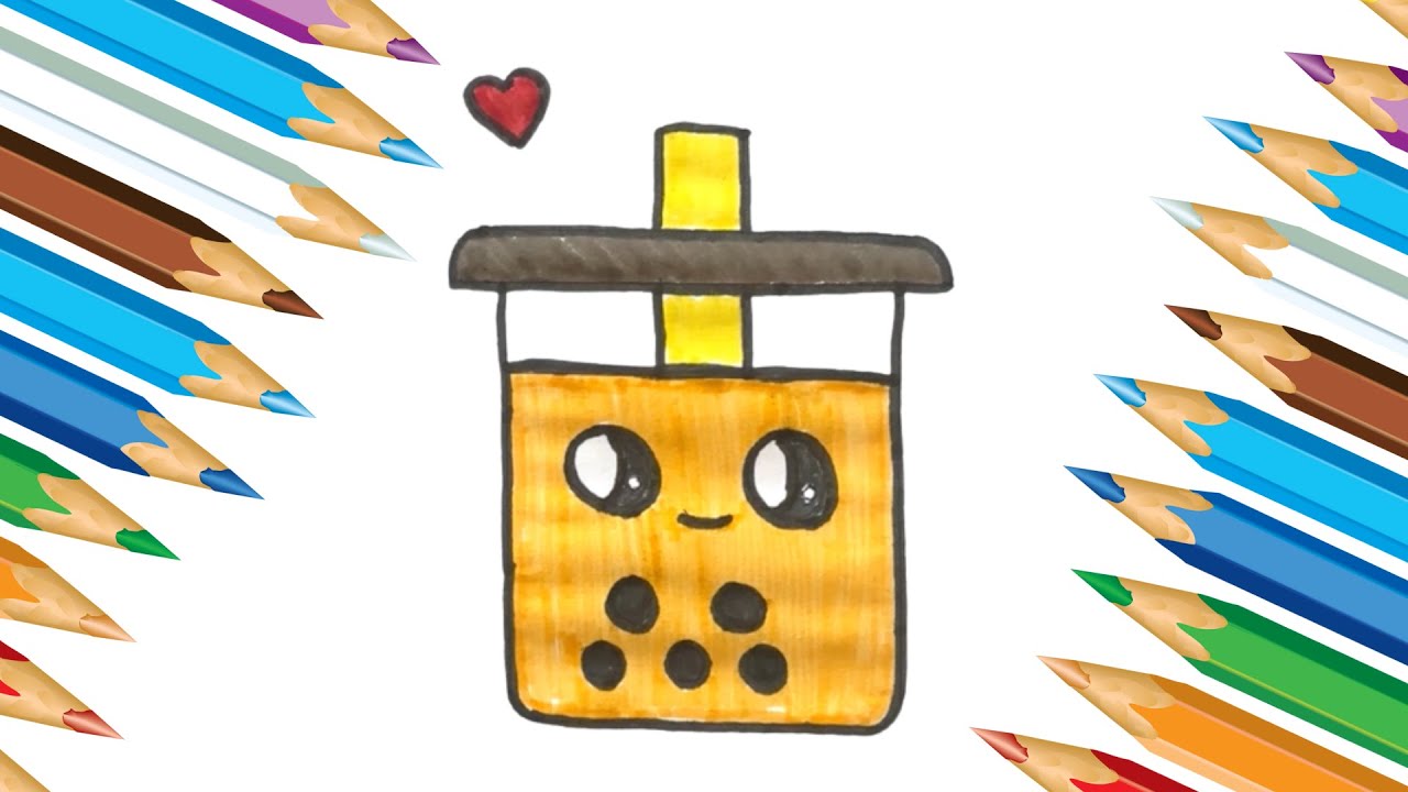 How to draw cute milk coffee drink step by step easy tutorial - YouTube