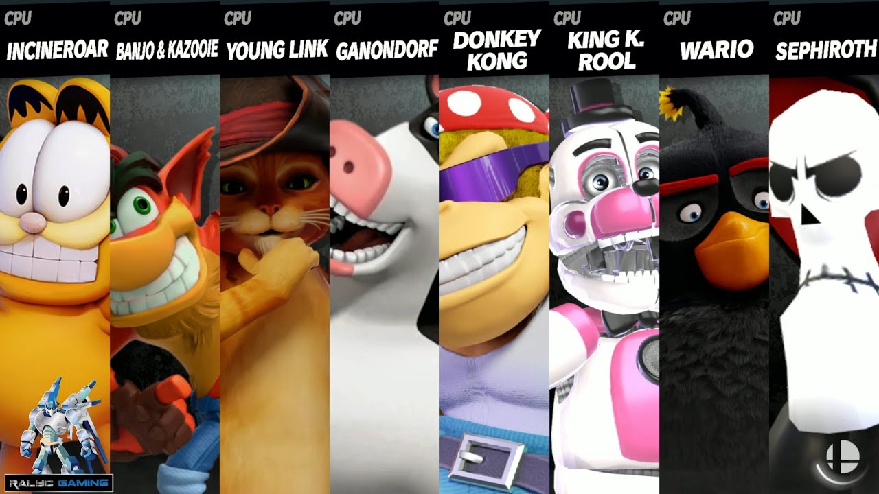 Garfield vs Crash vs Puss in Boots vs Otis vs Funky vs Freddy vs Bomb ...