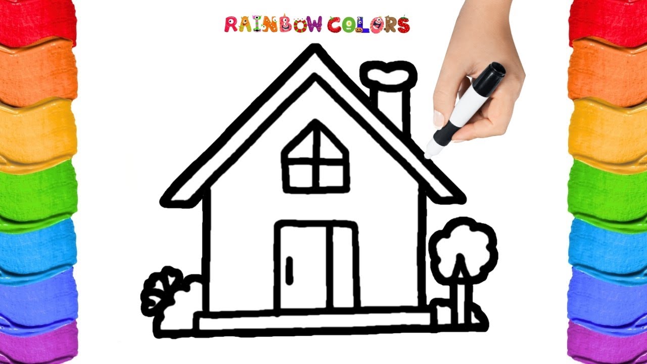 Drawing and painting a simple house for kids and toddler's | learn ...