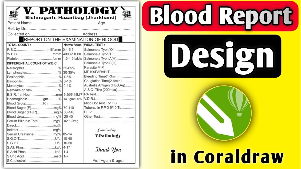How to make blood report Design in coraldraw ll Blood report Design in ...