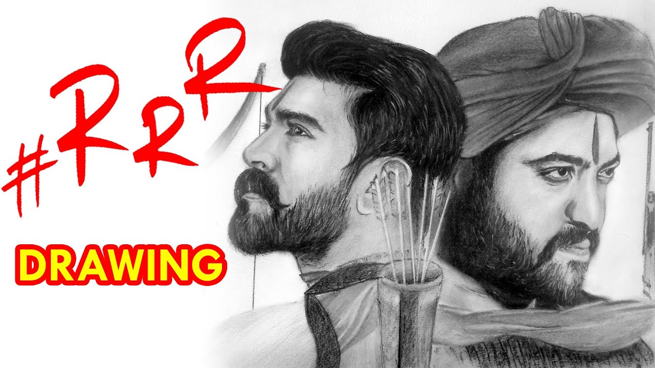 R.R.R MOVIE POSTER PENCIL DRAWING STEP BY STEP || RAM CHARAN & Jr.NTR ...