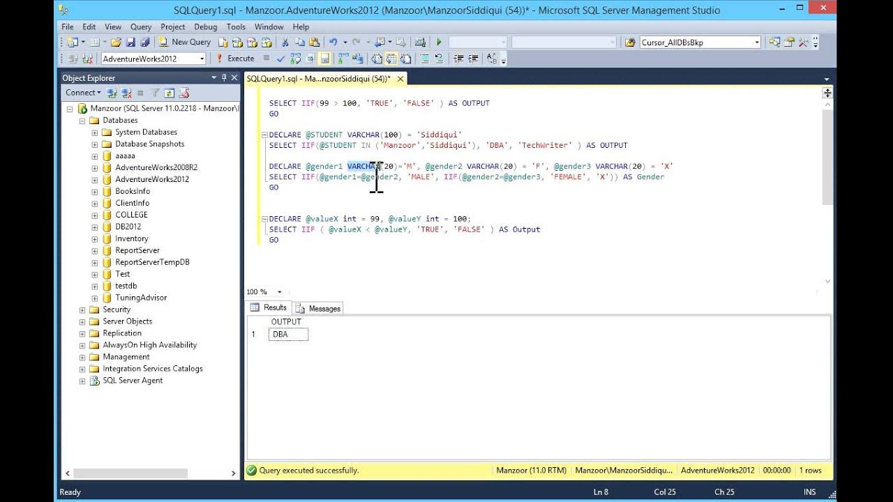 IIF() Logical Function in SQL Server 2012 [HD] - YouTube