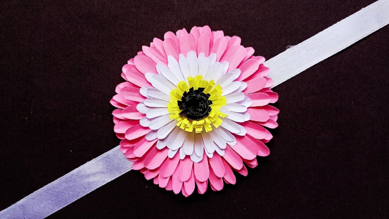 Cute and easy pink paper Rakhi design for school competition | flower ...