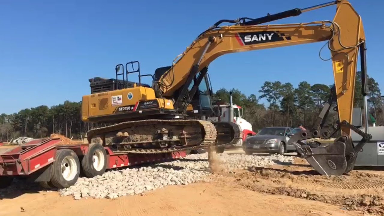 Side Loading and unloading excavator, SANY SY215C - YouTube